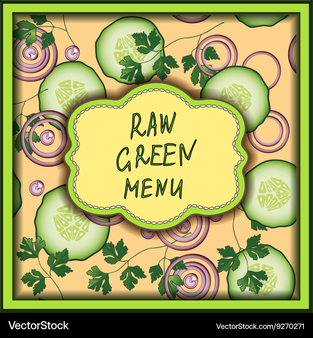 Raw green menu on the tender rose background Vector Image