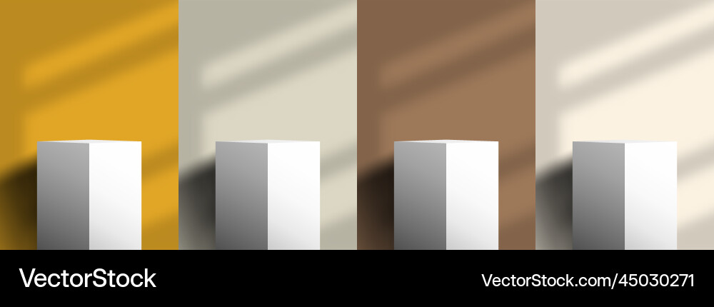 Set of 3d realistic white podium platform Vector Image