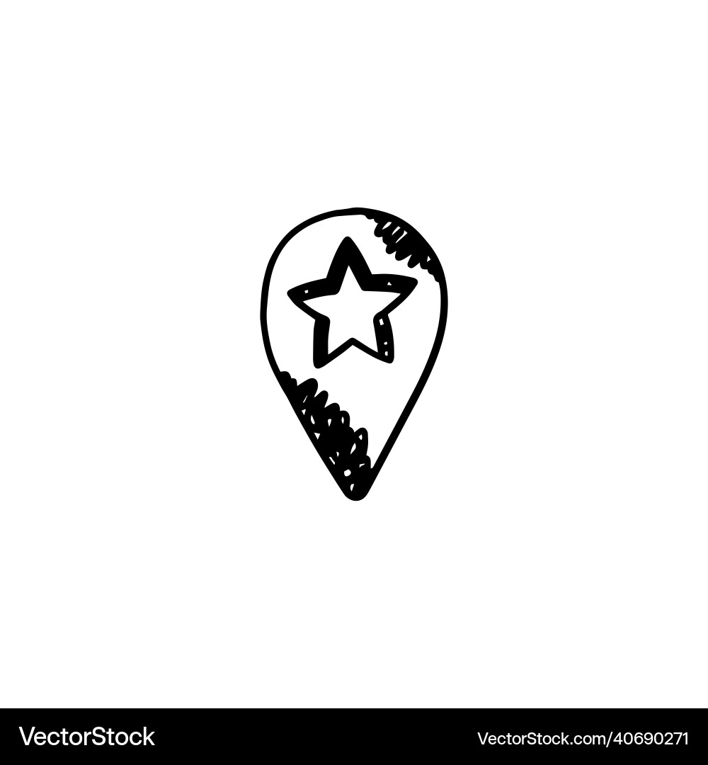 Star shaped pin map marker black and white hand Vector Image