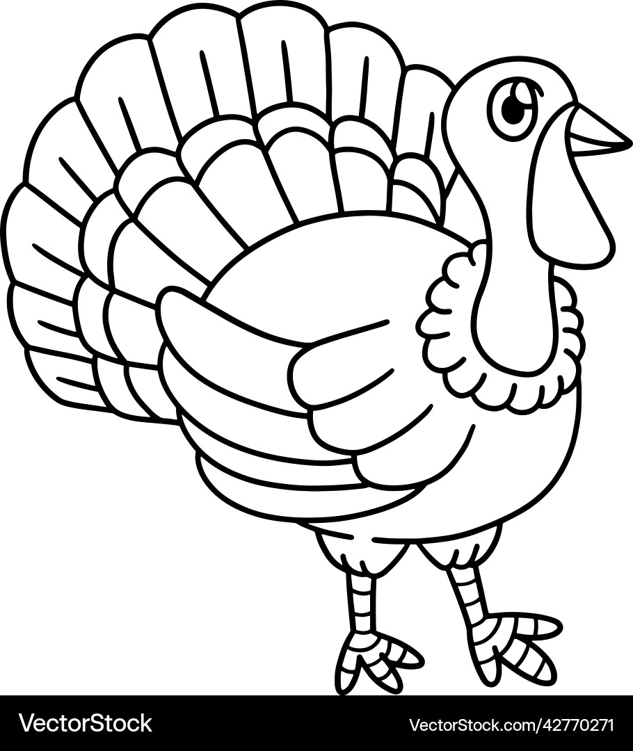 Thanksgiving turkey isolated coloring page Vector Image