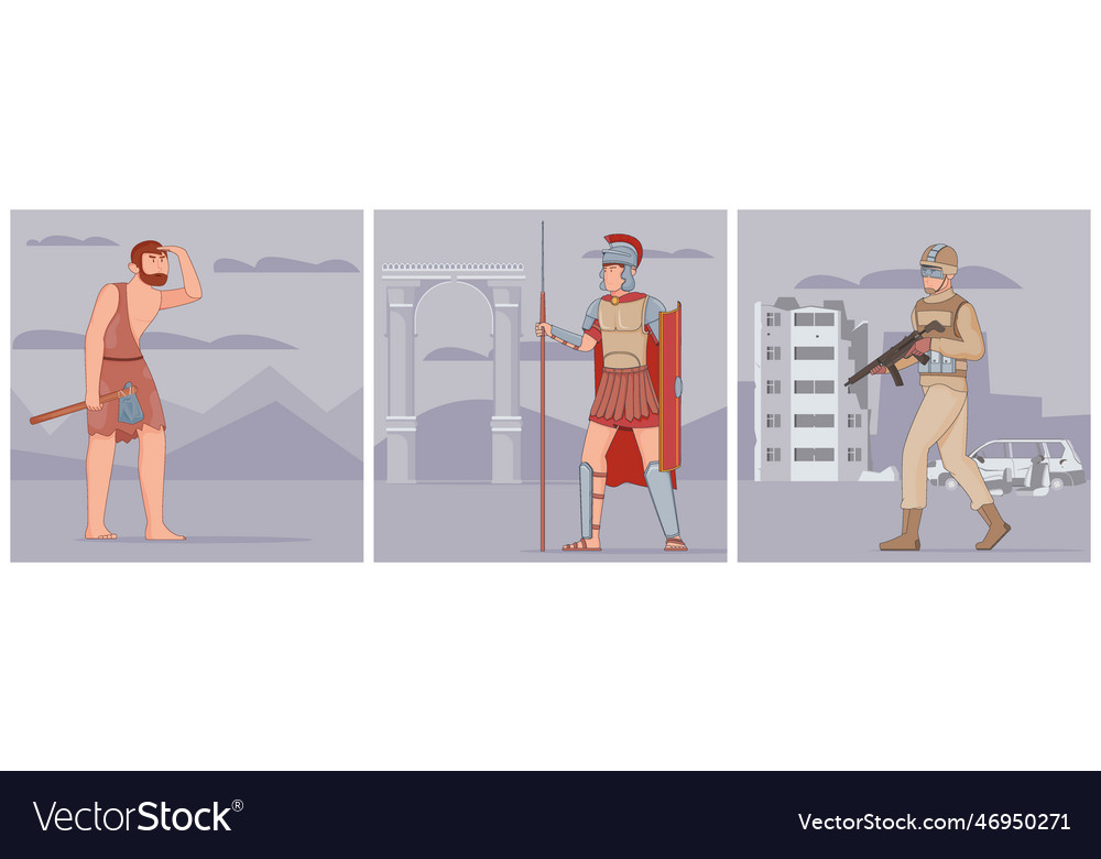 War evolution square compositions Royalty Free Vector Image