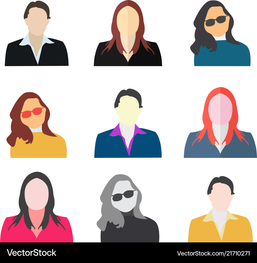 Woman avatar icon set collection Royalty Free Vector Image
