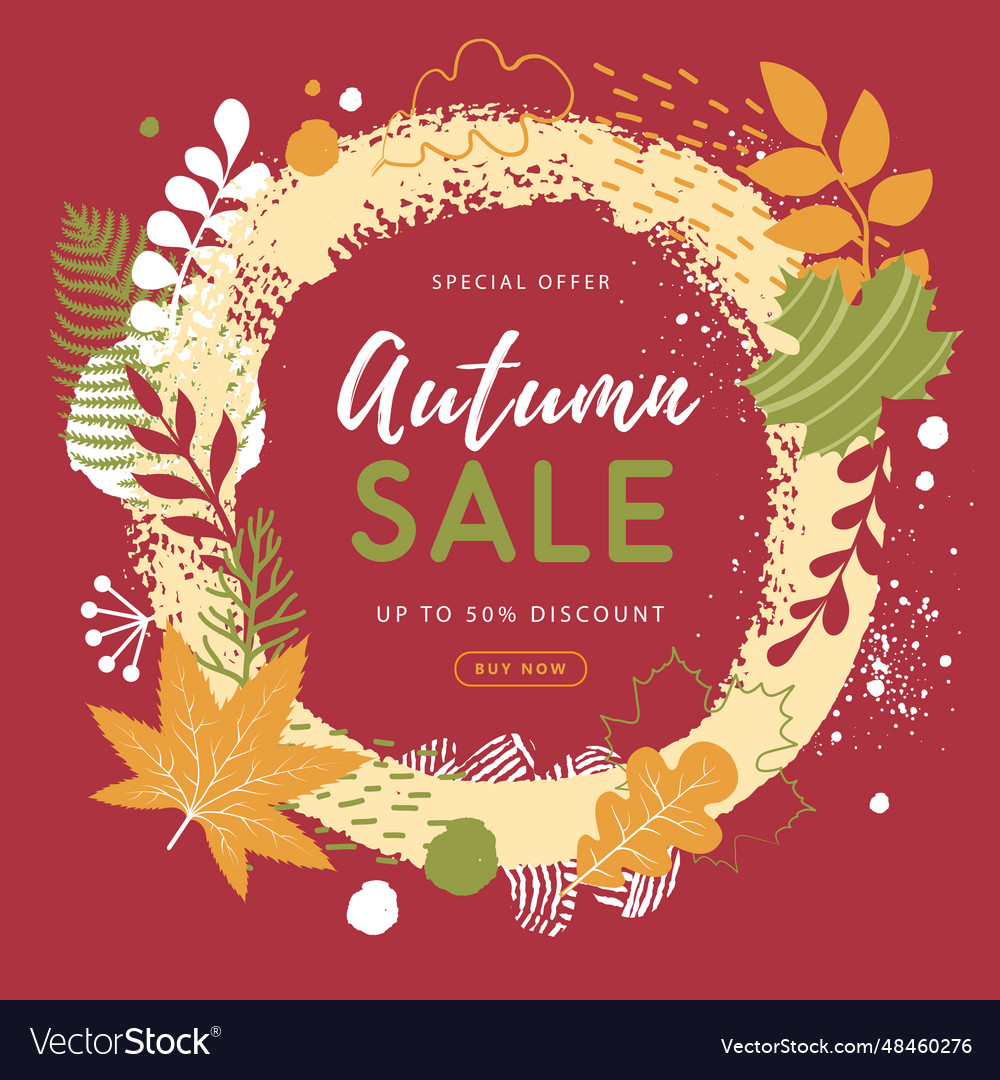 Autumn big sale poster with simple floral elements Autumn big sale poster with simple floral elements