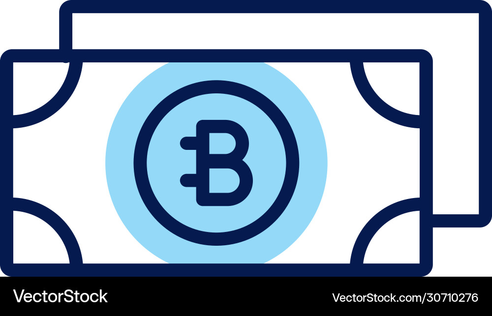 Bitecoin bills crypto currency line style icon Vector Image