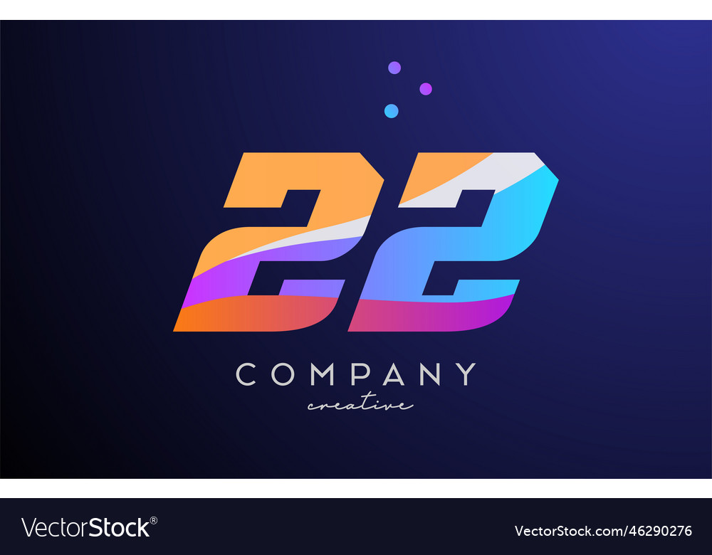 Colored number 22 logo icon with dots yellow blue Vector Image