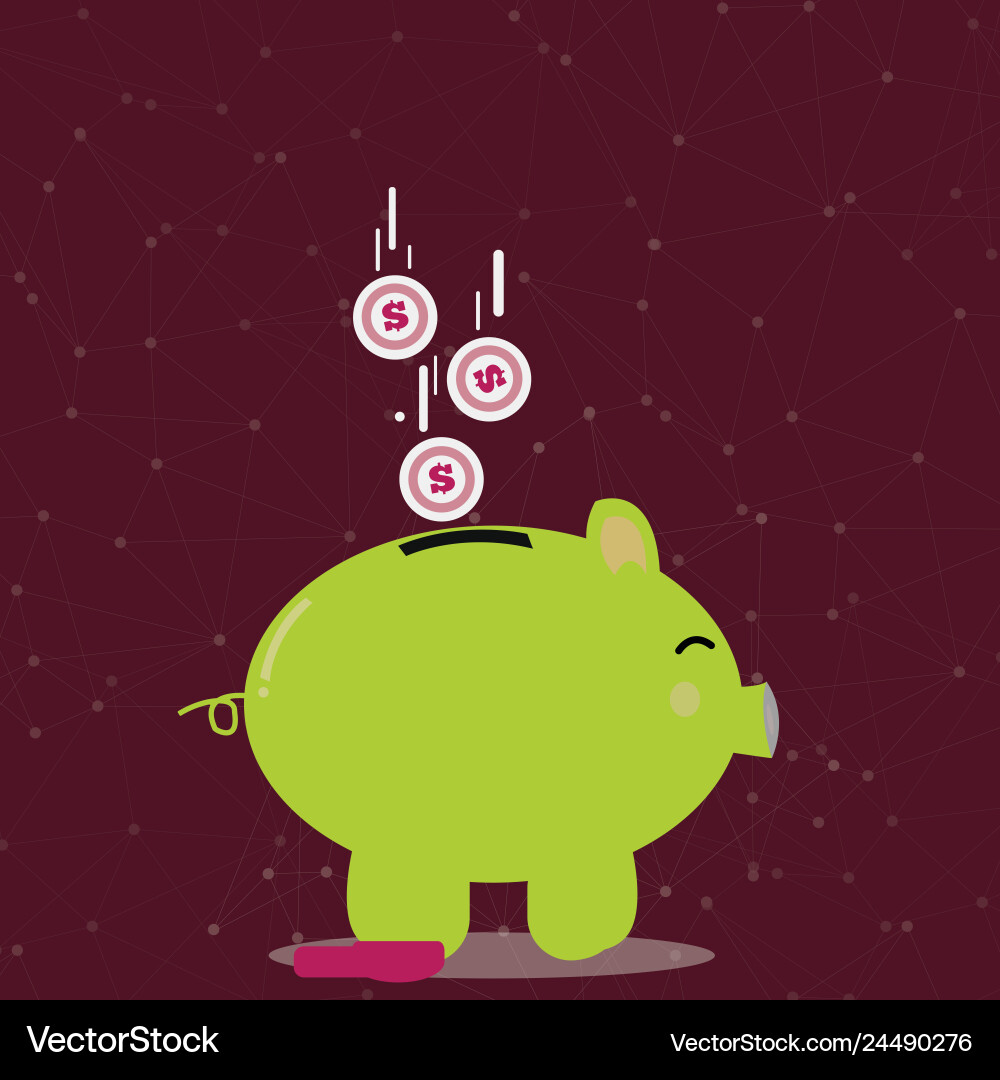 Colorful piggy bank side view Royalty Free Vector Image