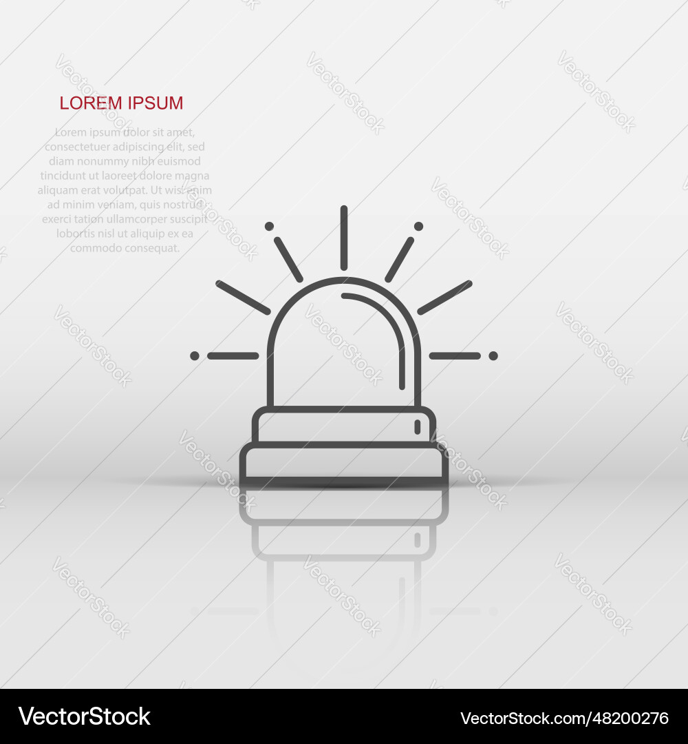 Emergency alarm icon in flat style alert lamp Vector Image