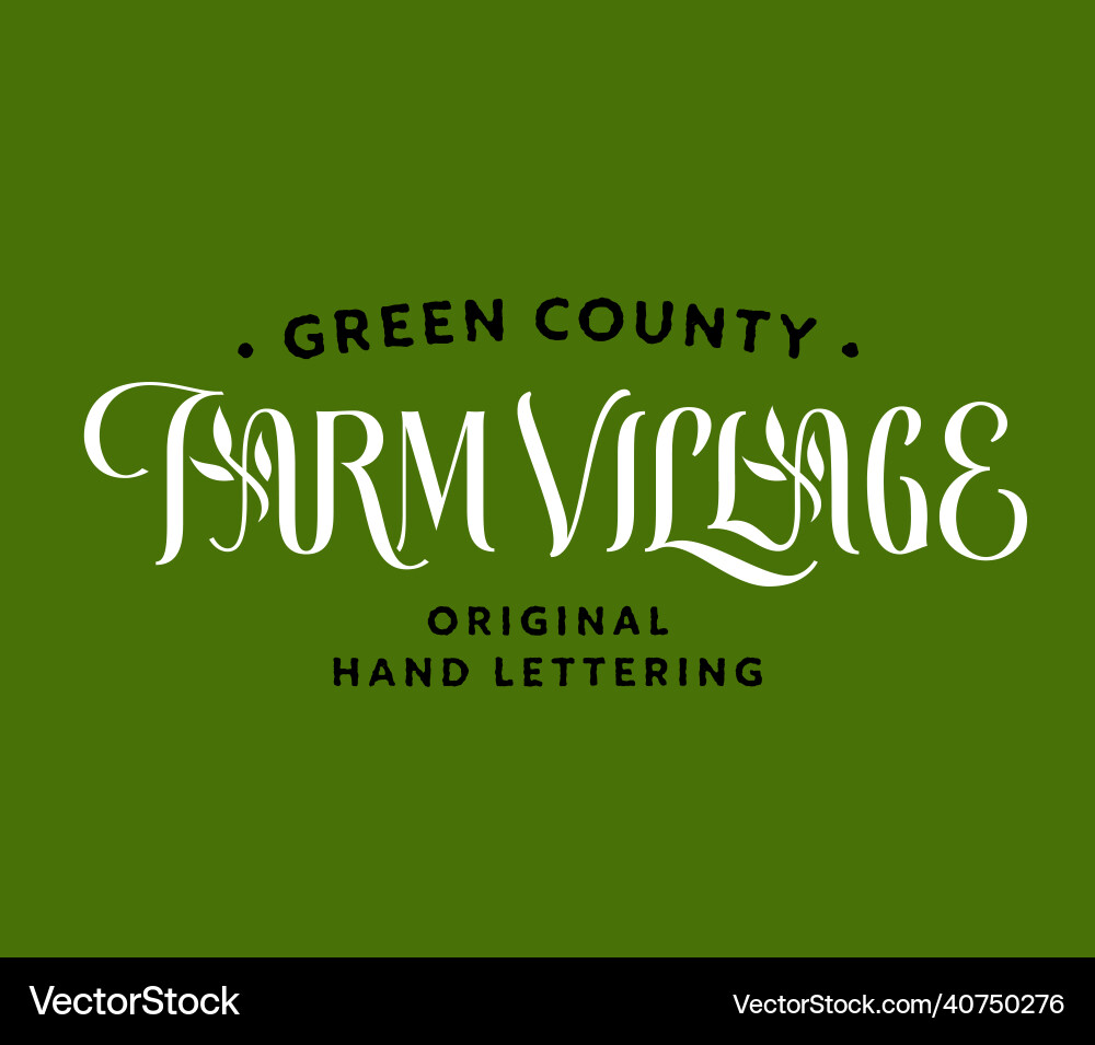 Farm village hand lettered inscriptions Royalty Free Vector