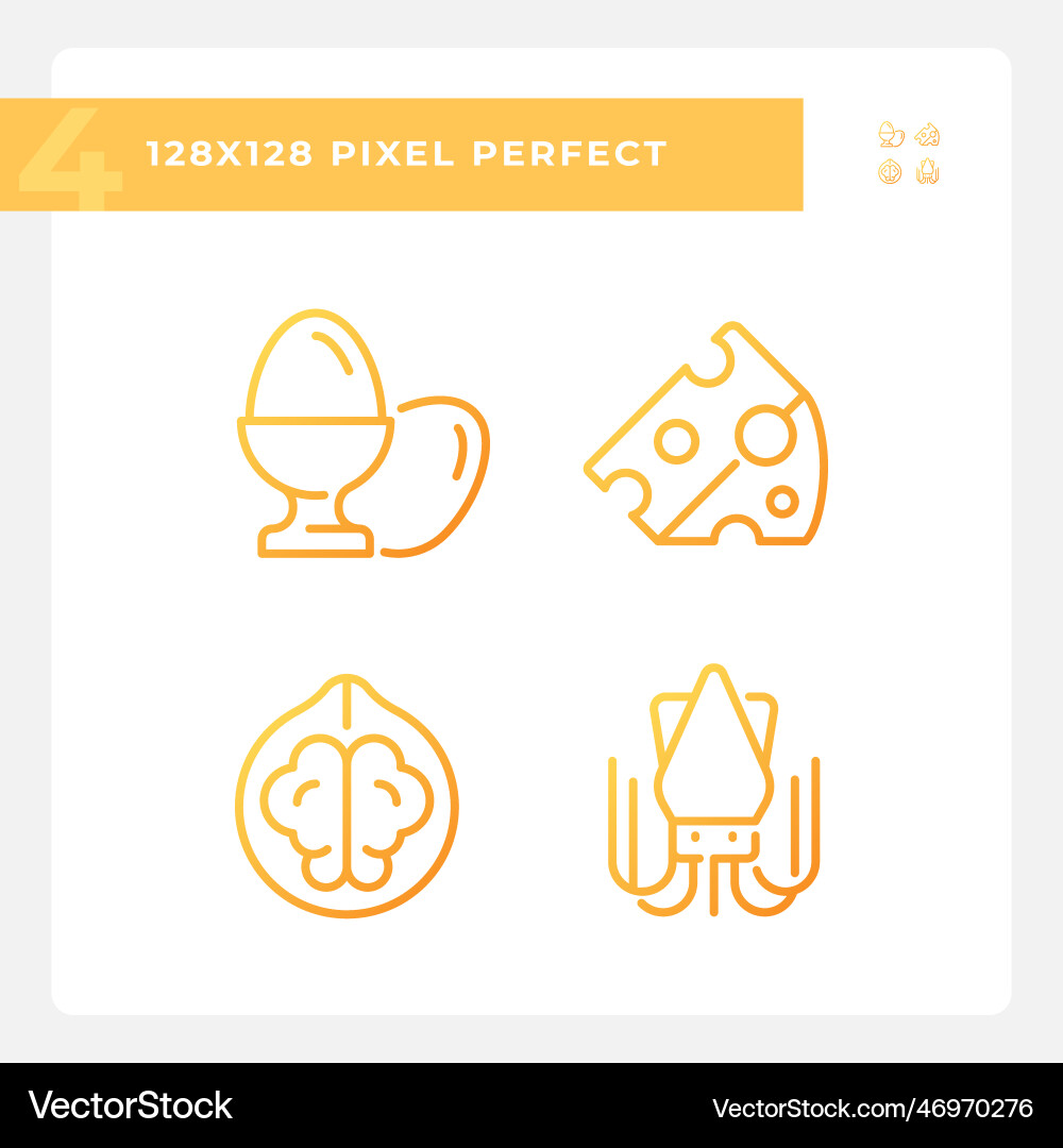 Healthy food pixel perfect gradient linear icons Vector Image