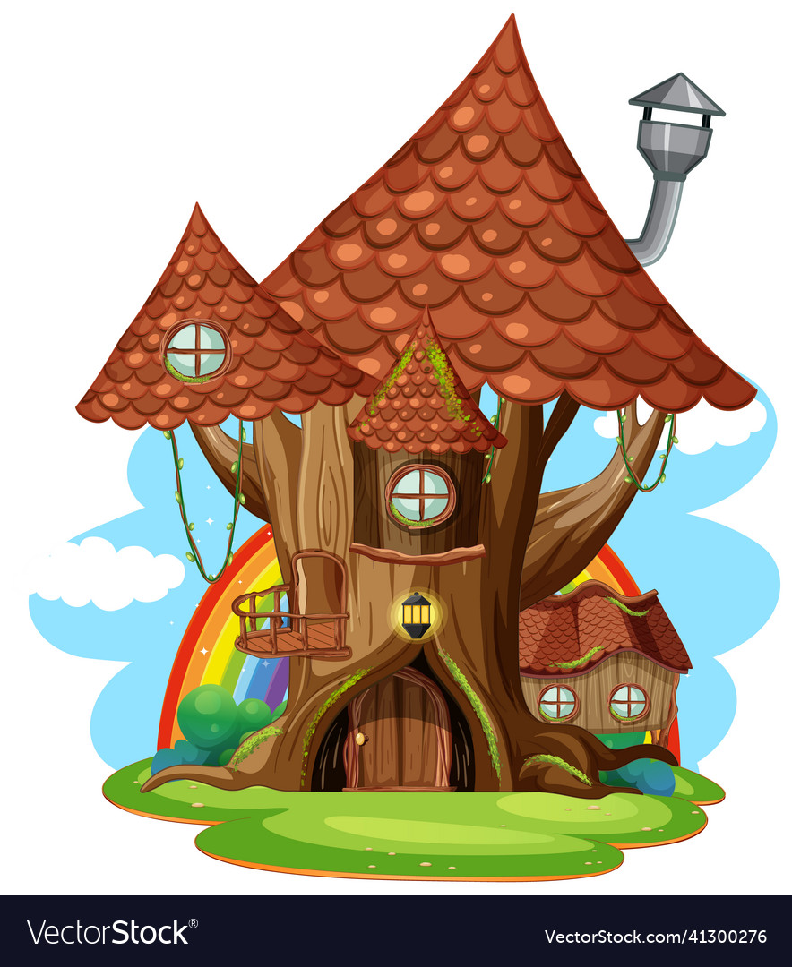 Isolated tree house inside trunk Royalty Free Vector Image