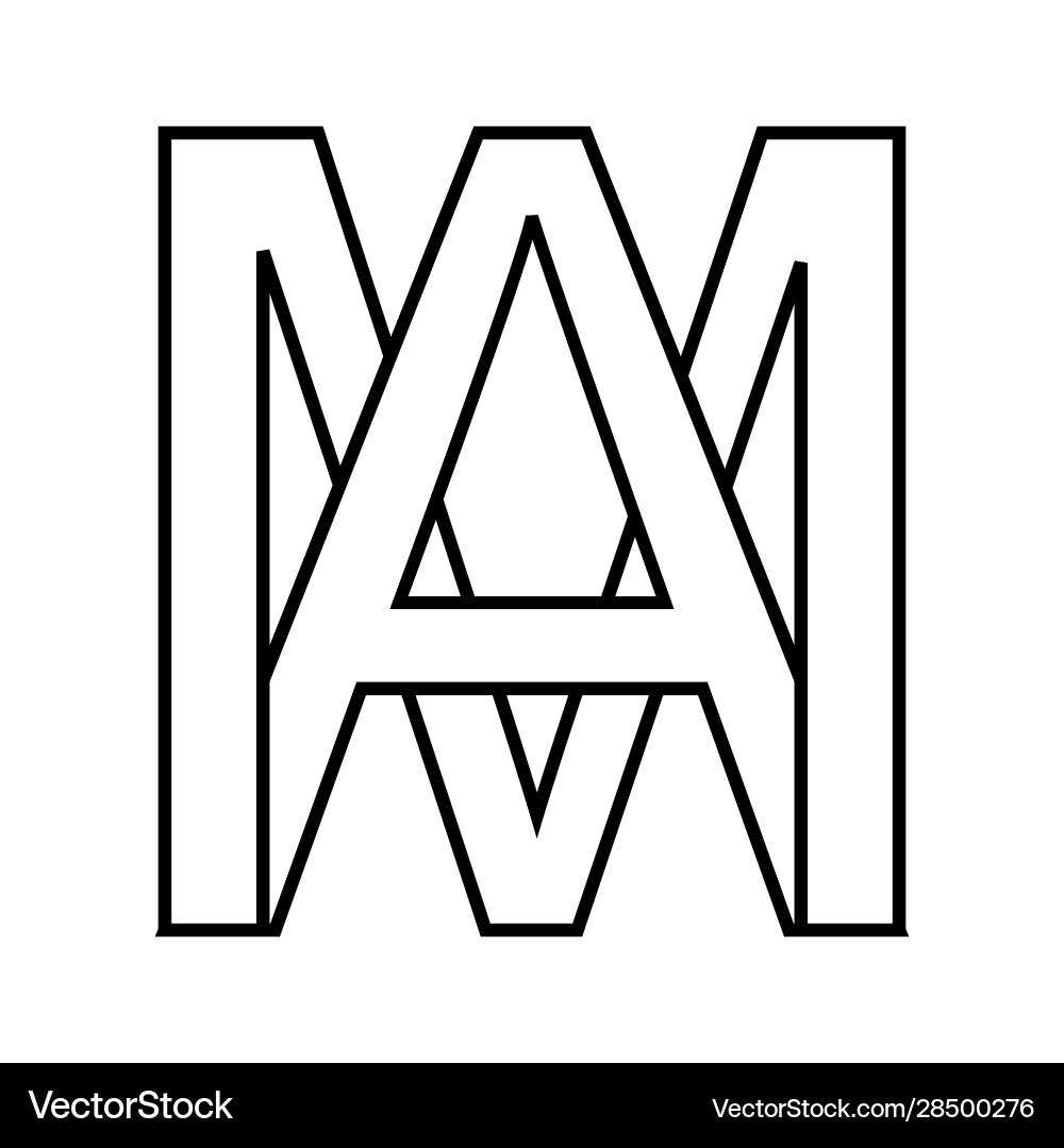 Logo sign am ma icon interlaced letters a m Vector Image
