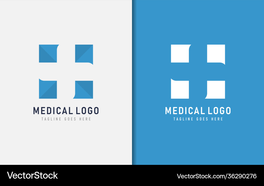 Medical care logo design abstract blue Royalty Free Vector