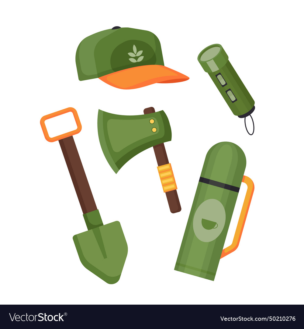 Mountain forest hike elements Royalty Free Vector Image