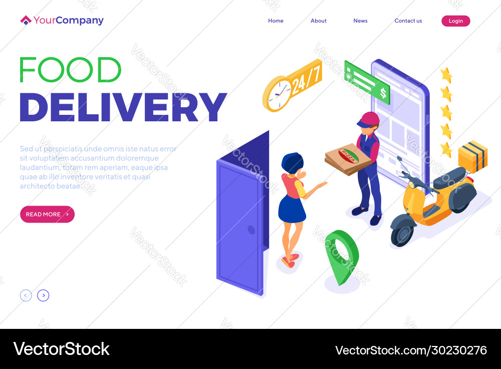Online food order package delivery service Vector Image