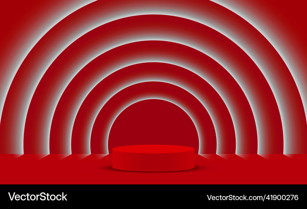 Red podium with neon light in the room Royalty Free Vector