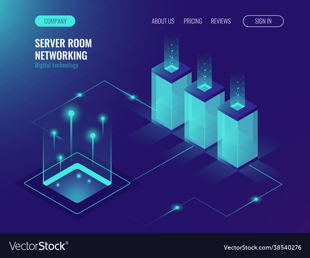 Server room banner web hosting and processing Vector Image