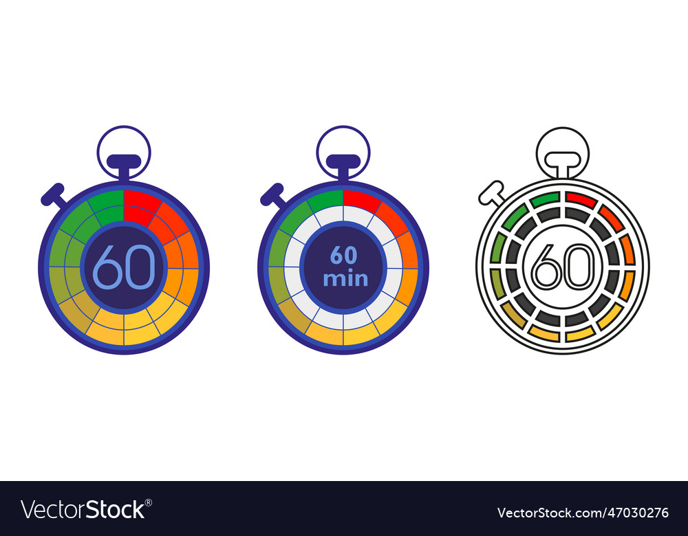 Stopwatch icons set timer symbols graphics Vector Image Stopwatch icons set timer symbols graphics Vector Image