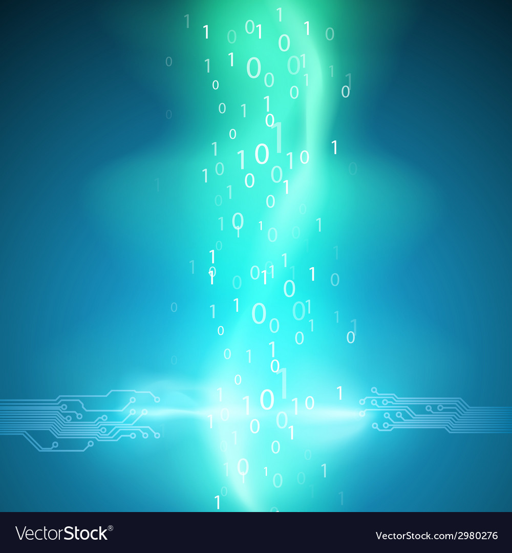 Stream of binary code with a circuit board texture