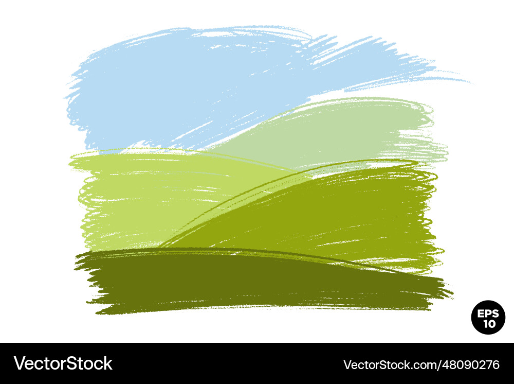 Wax crayon naive hand drawn grass meadow hills Vector Image