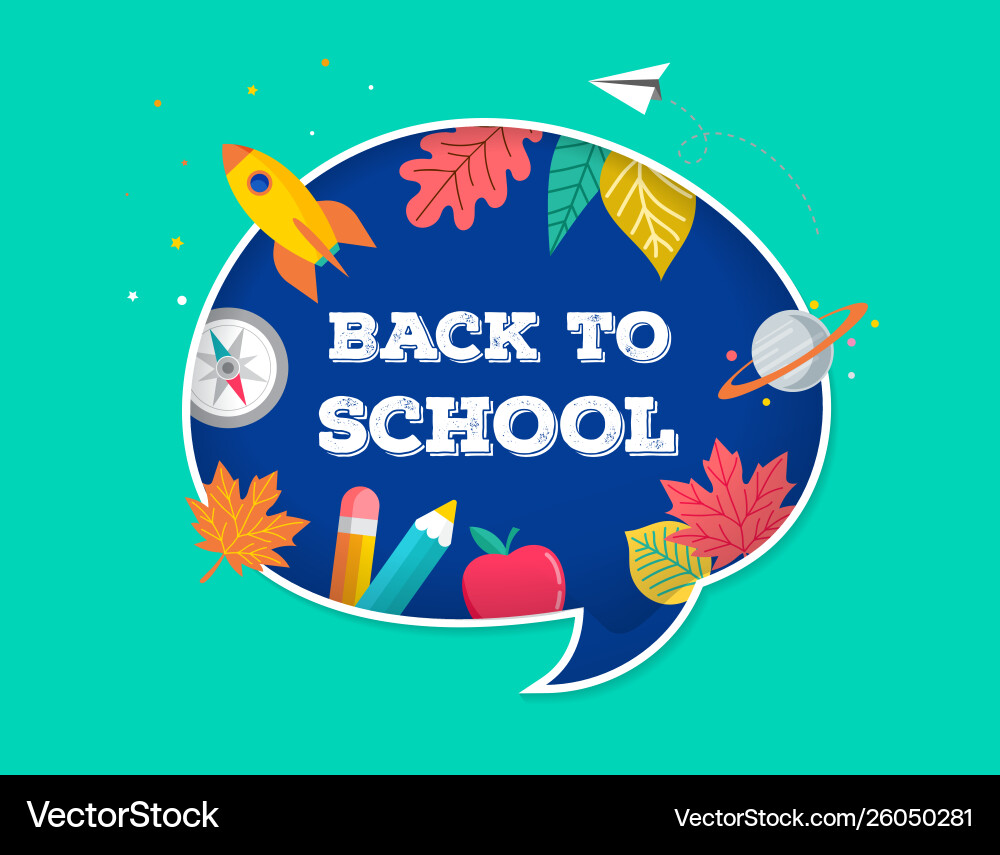 Back to school speech bubble with many education Vector Image