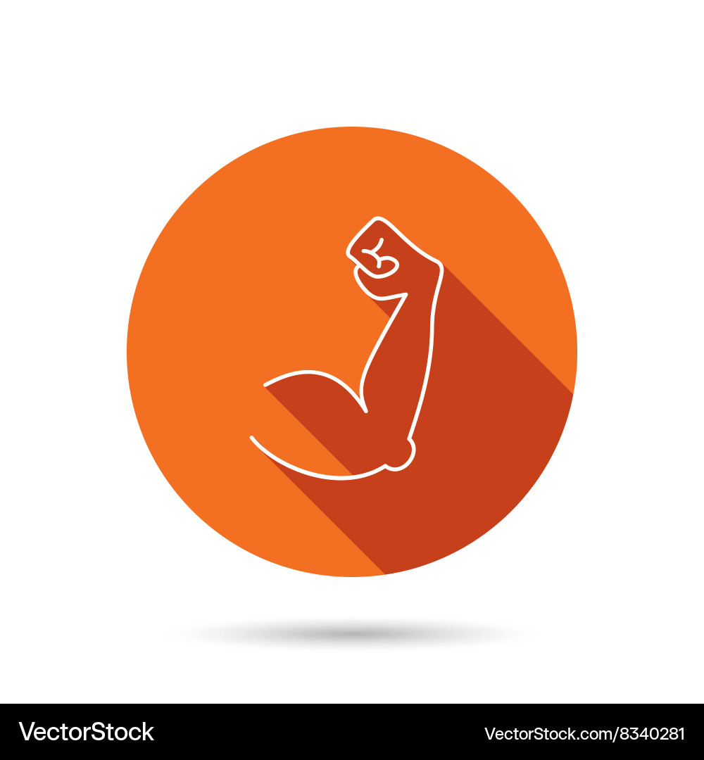 Biceps muscle icon bodybuilder strong arm sign Vector Image