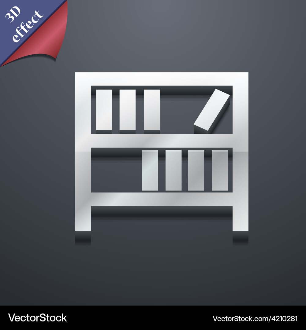 Bookshelf icon symbol 3d style trendy modern Vector Image
