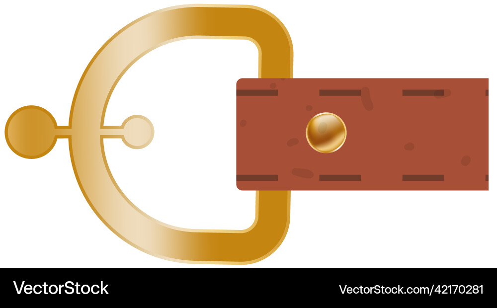 Brown leather belt with buttoned steel buckle Vector Image