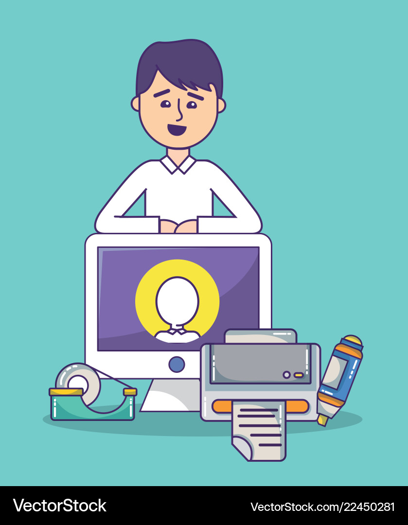 Business office employee workspace cartoon Vector Image