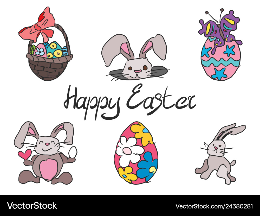 Doodle collection of drawings for the easter Vector Image