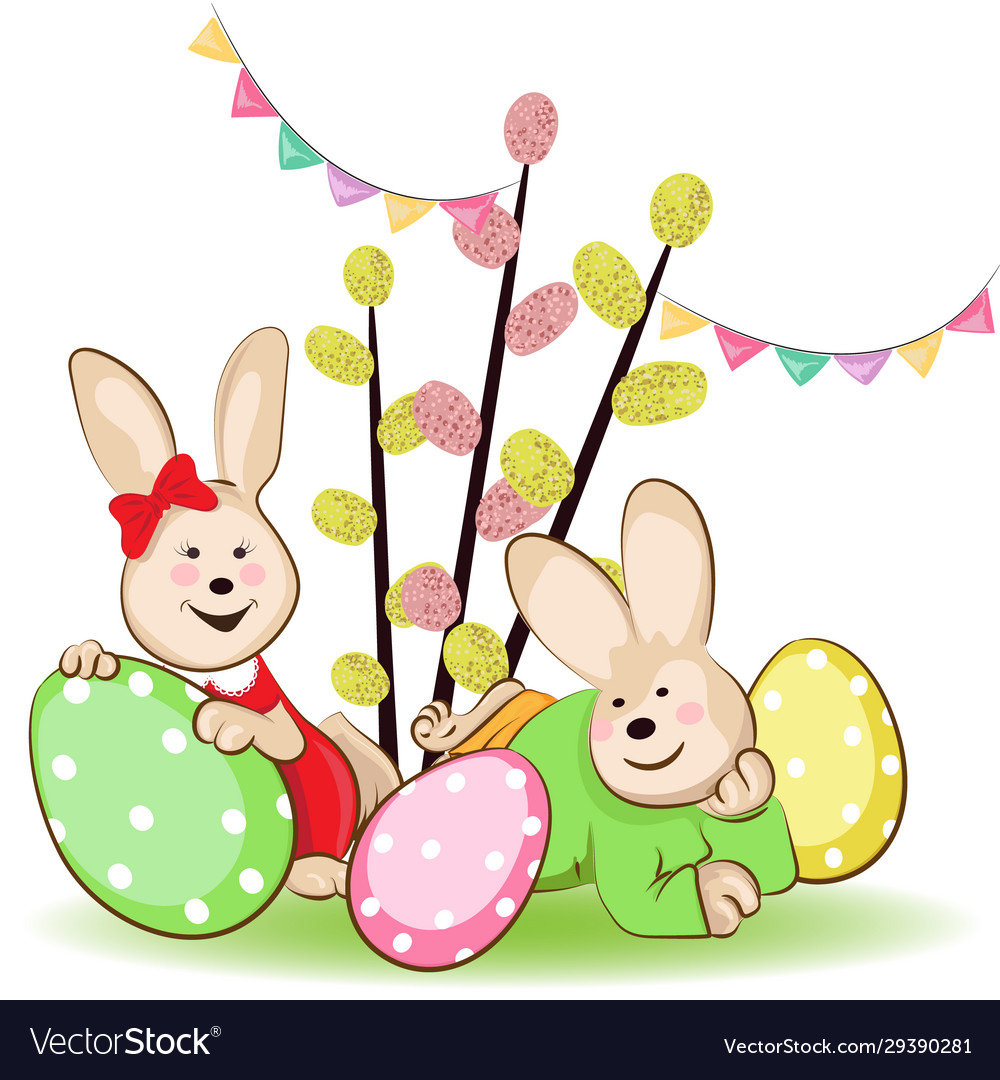 Easter rabbit with egg Royalty Free Vector Image