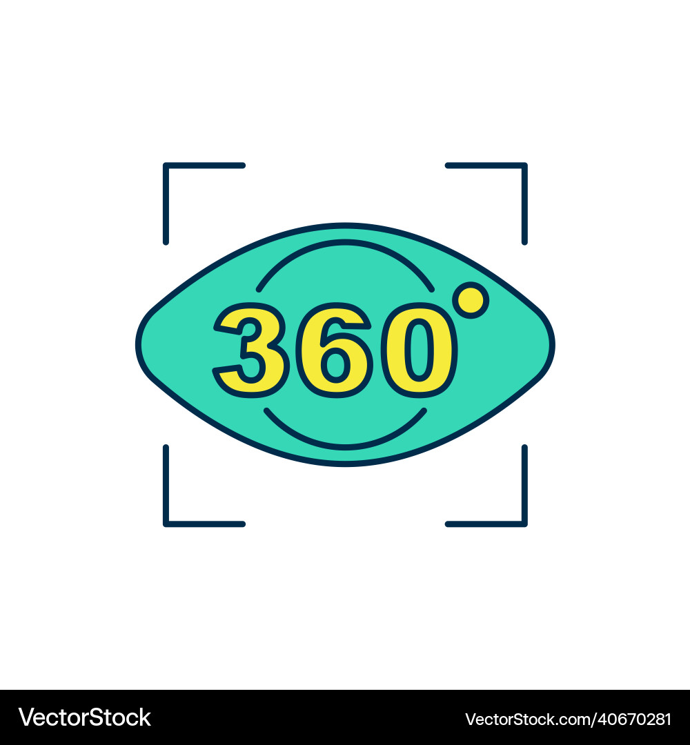 Filled outline 360 degree view icon isolated Vector Image