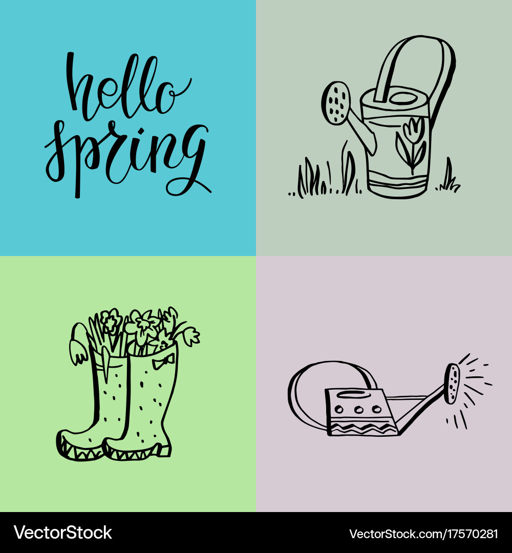 Green garden lettering cards Royalty Free Vector Image
