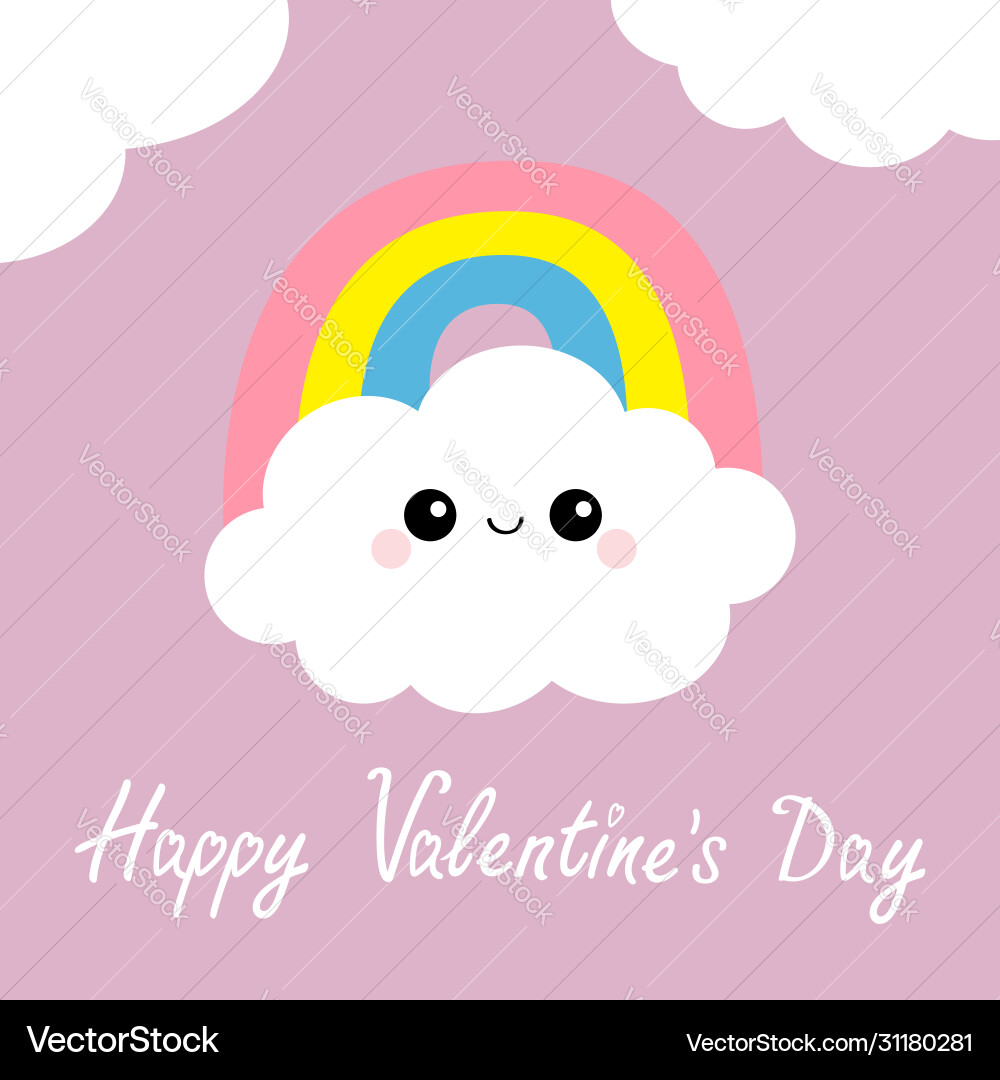 Happy valentines day cloud rainbow cute cartoon Vector Image