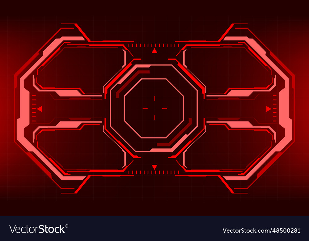 Hud sci-fi interface screen view red geometric Vector Image