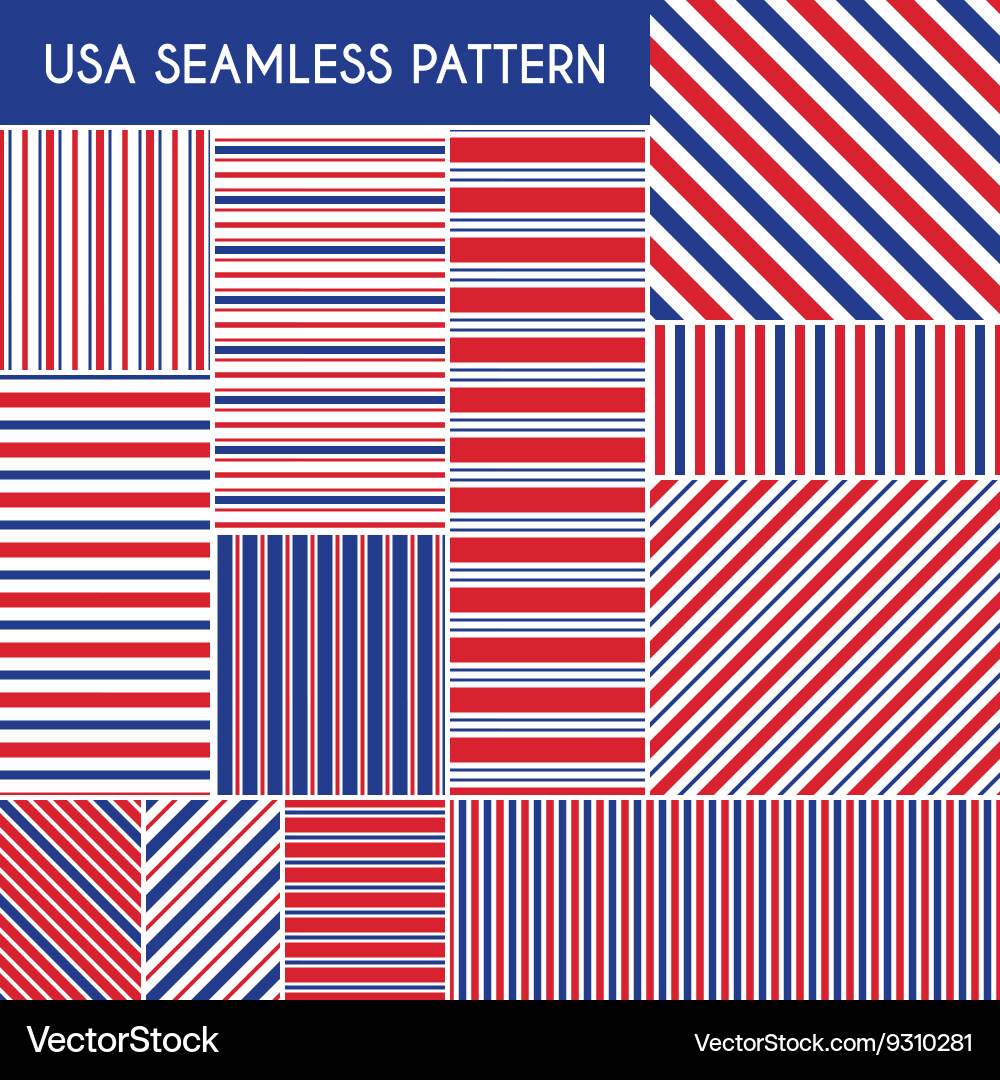 Patriotic red white blue geometric seamless Vector Image