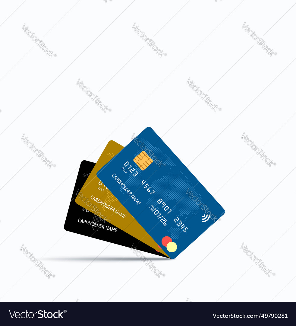 Realistic bank credit cards template Royalty Free Vector