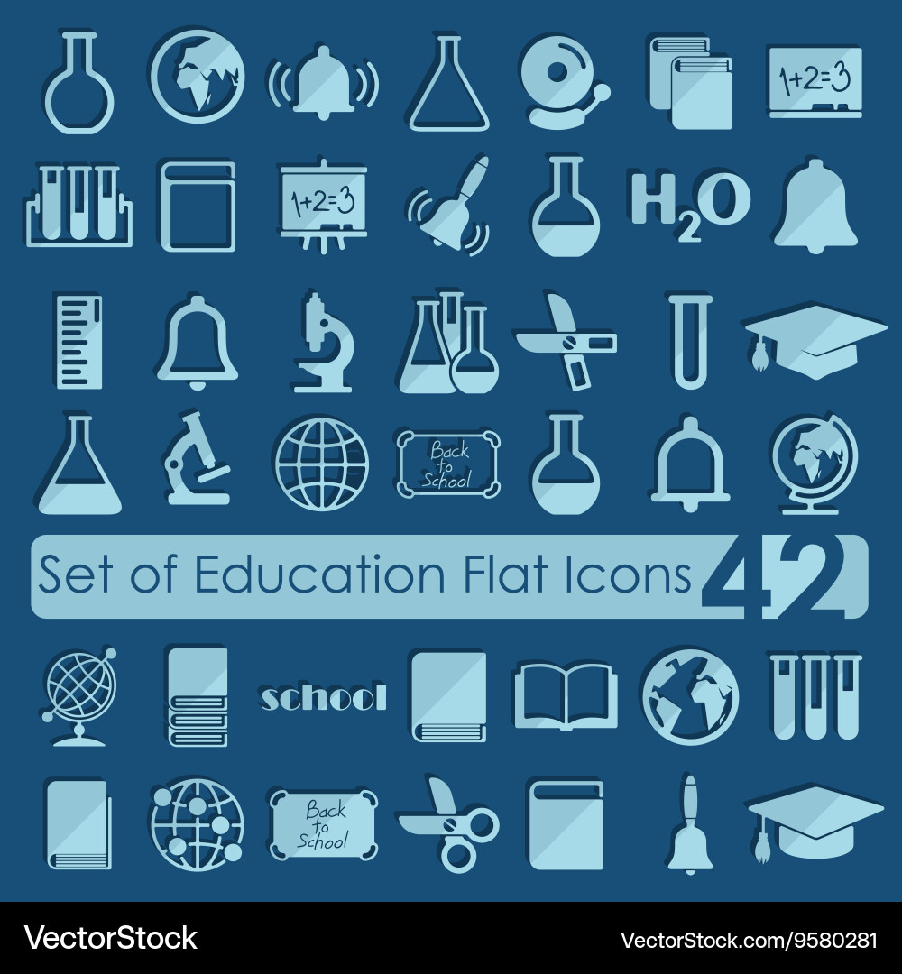 Set of education flat icons Royalty Free Vector Image