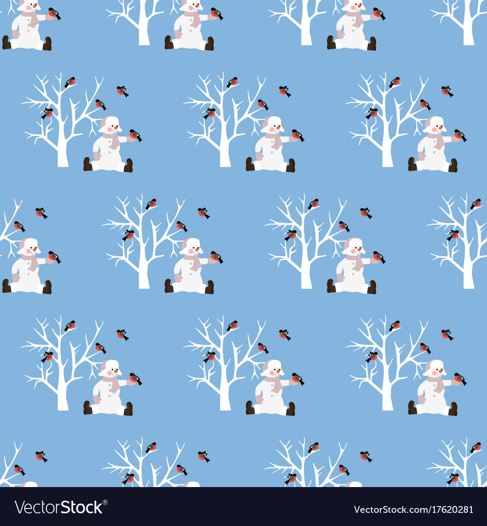 Snowman seamless pattern Royalty Free Vector Image
