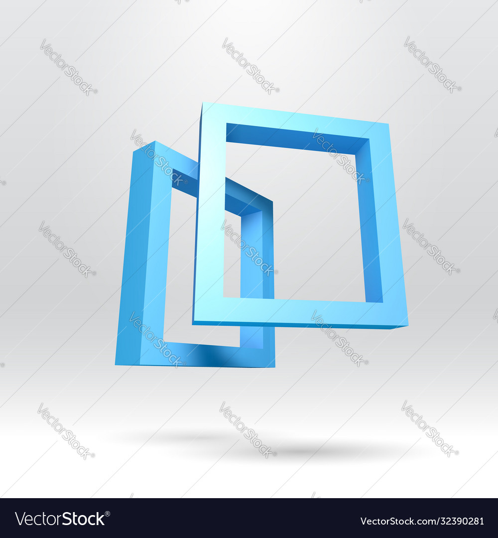 Two blue rectangular 3d frames Royalty Free Vector Image