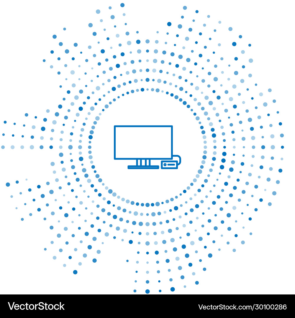 Blue line smart tv icon isolated on white Vector Image