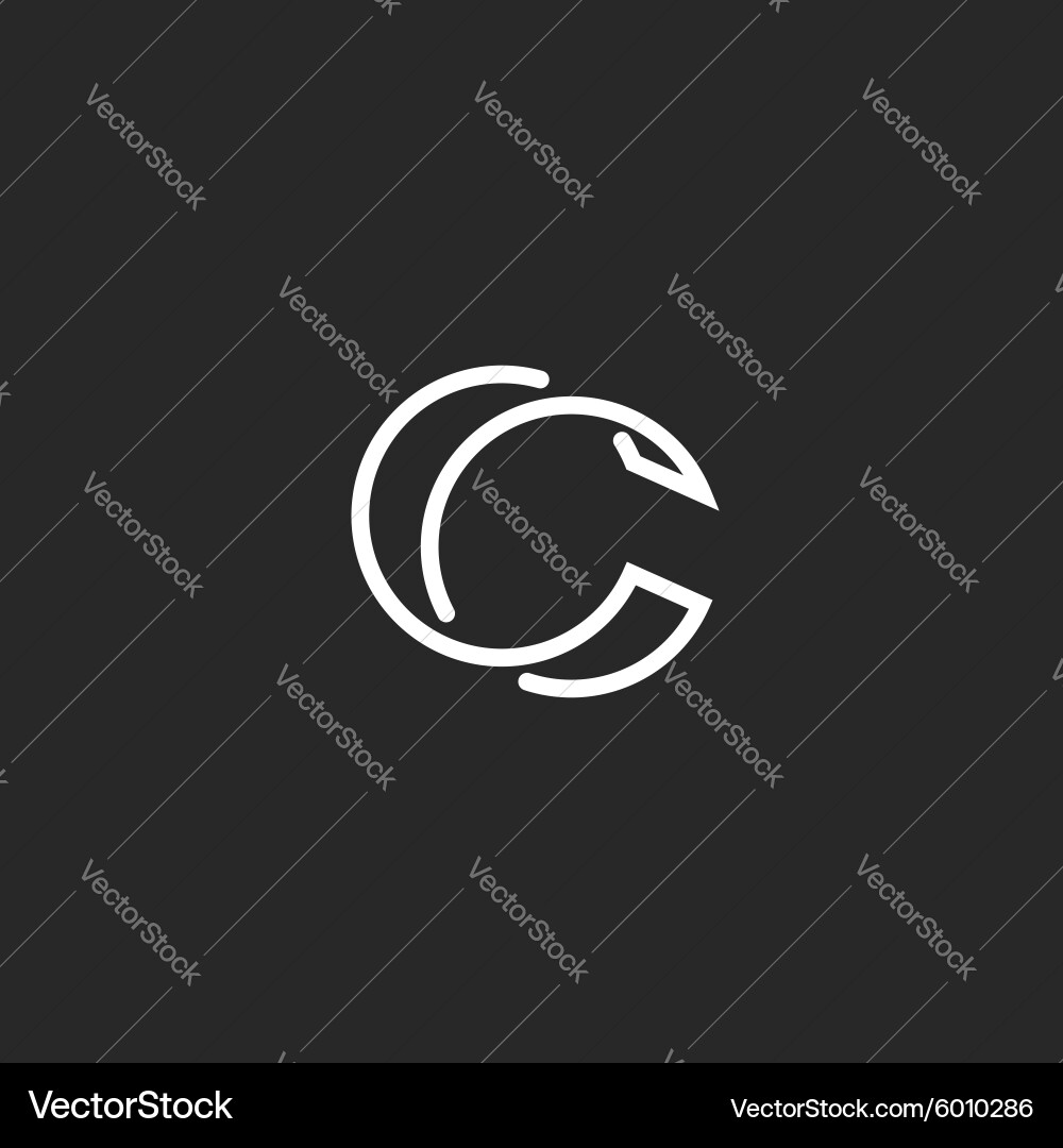 C logo monogram outline letter black and white Vector Image