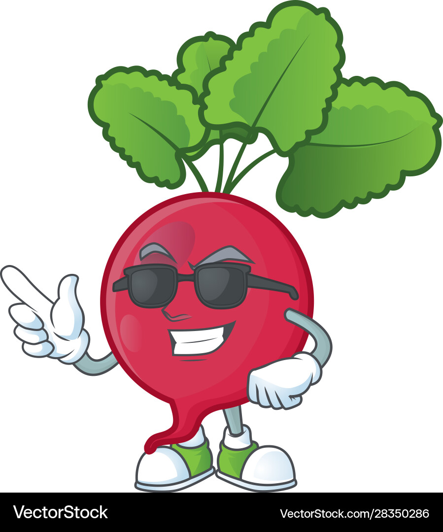 Cool and red radish character wearing black Vector Image