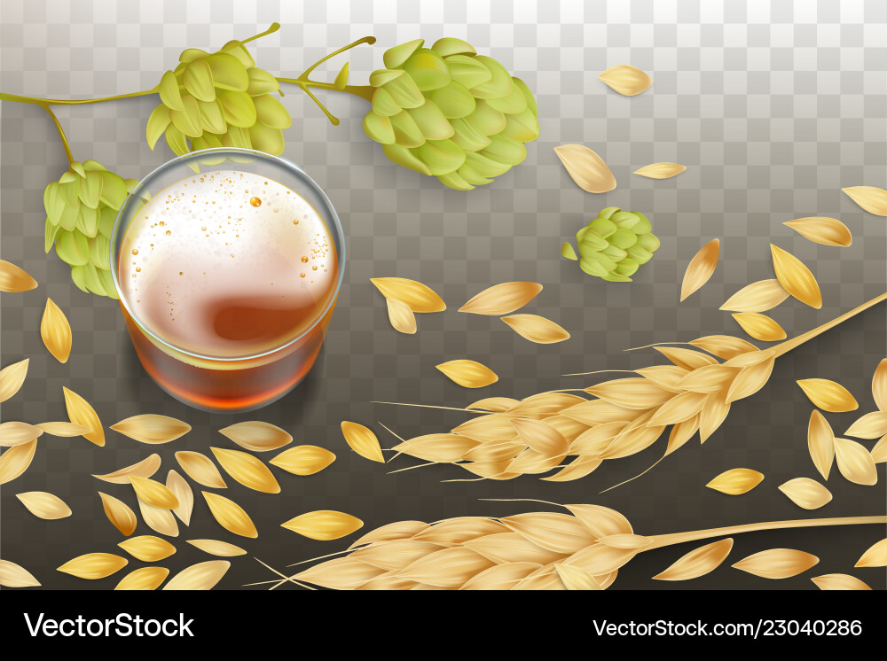 Craft beer in glass beaker realistic Royalty Free Vector