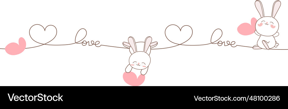 Cute rabbit in love for valentines day hand drawn Vector Image
