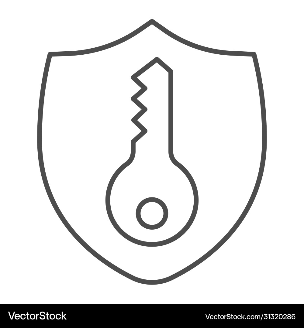 Emblem and key thin line icon smart home symbol Vector Image