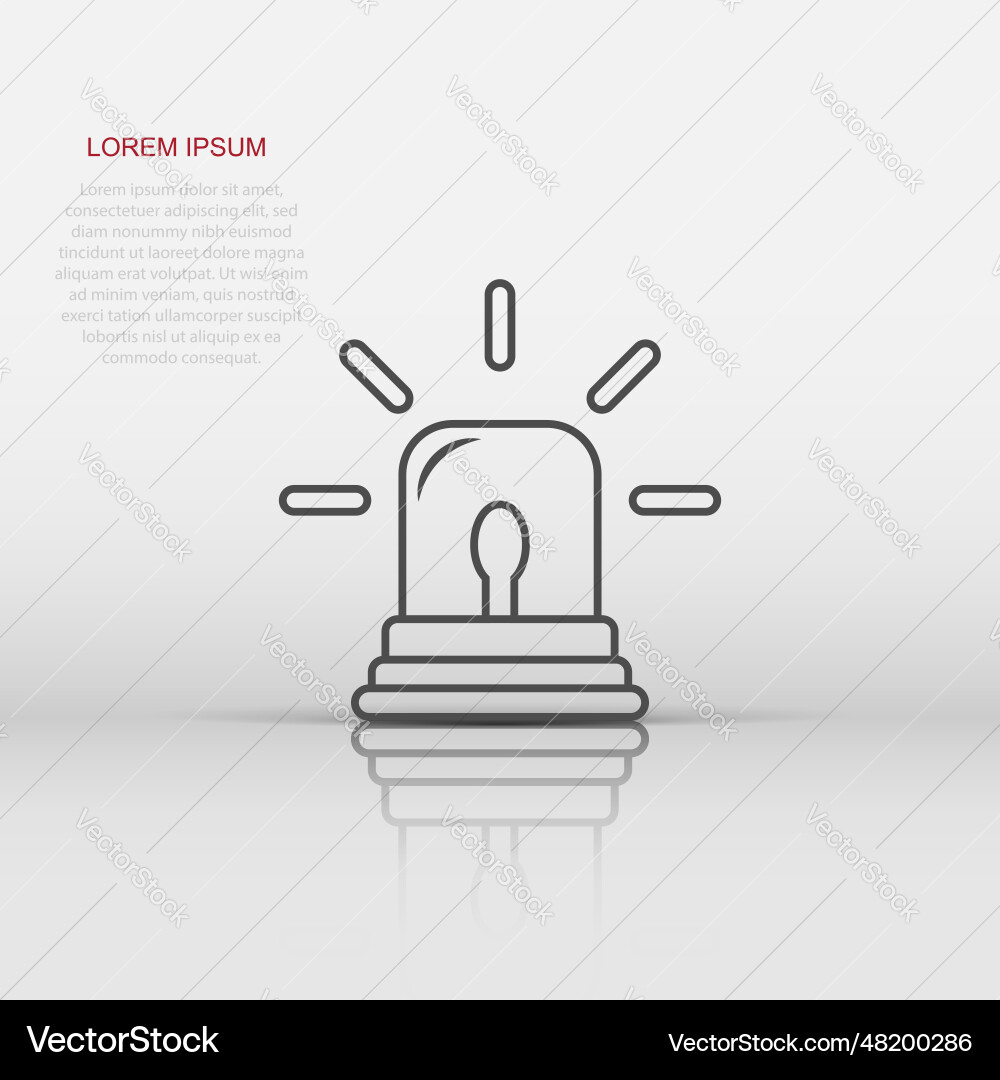 Emergency alarm icon in flat style alert lamp on Vector Image
