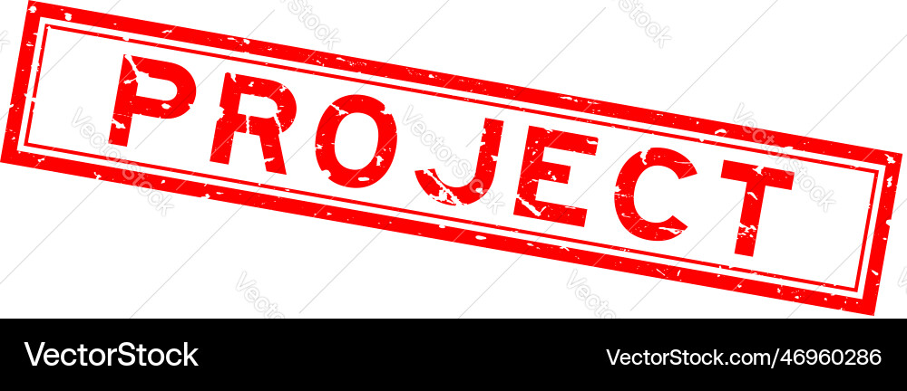 Grunge red project word square rubber seal stamp Vector Image