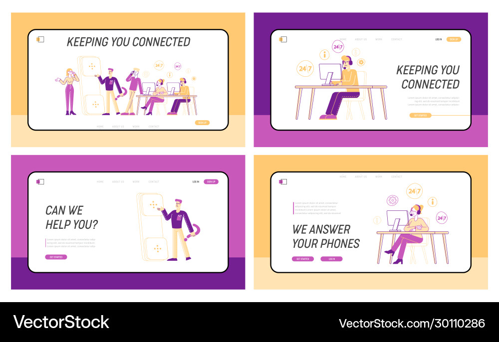 Hotline staff answering professional questions Vector Image