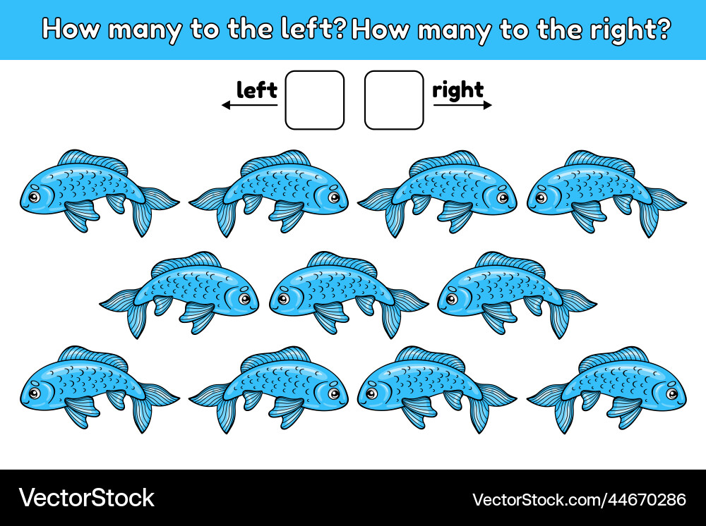 How many to the left and right-7 Royalty Free Vector Image