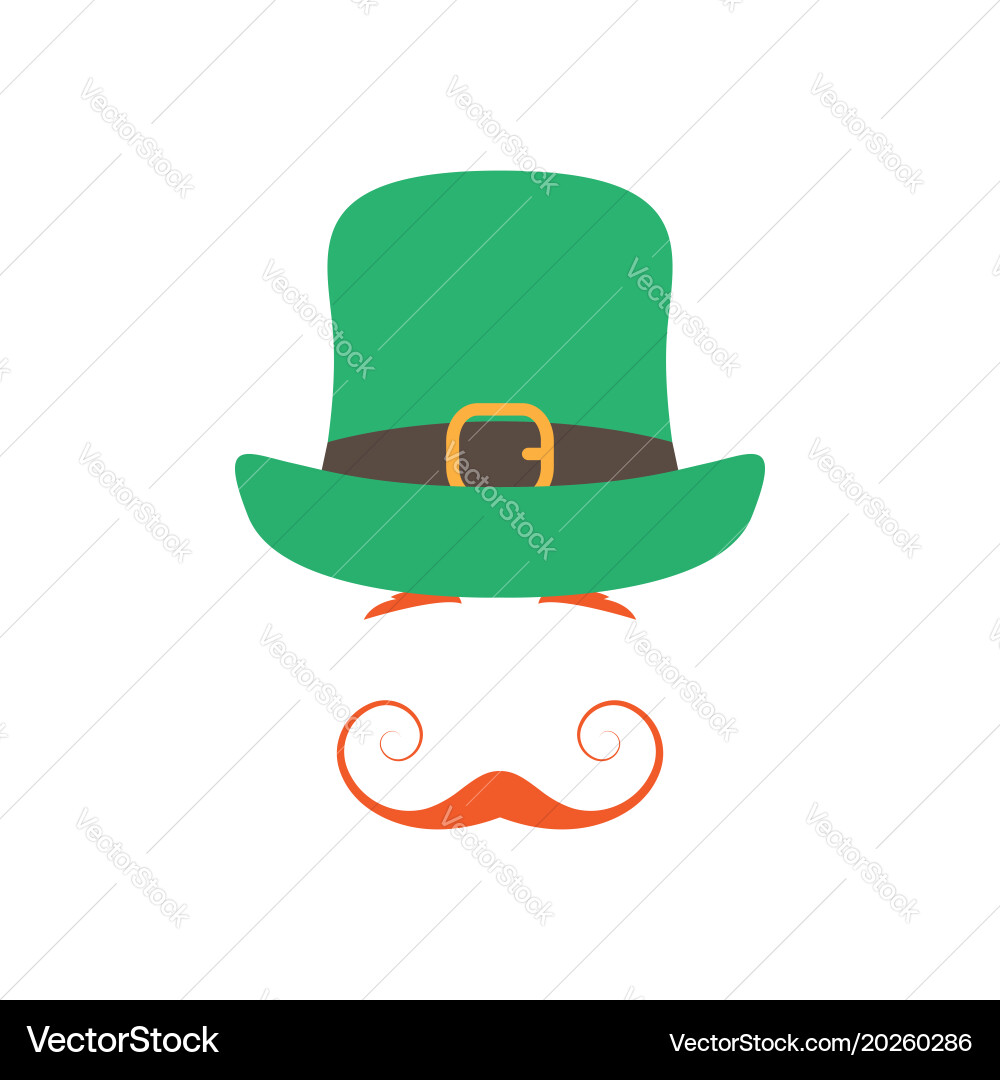 Irishman with orange graceful mustache and hat Vector Image